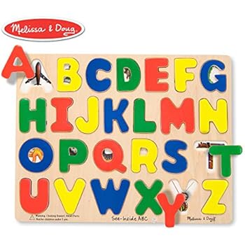 Amazon.com: Melissa & Doug See-Inside ABC Large Wooden Puzzle (26 pcs ...