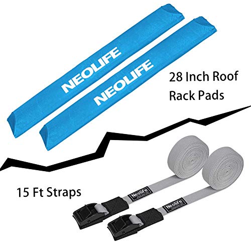 Neolife Soft Roof Rack Pads with Two 15 Ft Wrap-Rax Straps for ...