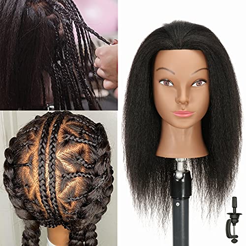 NUOF Mannequin Head with Human Hair (18Inch) Natural Long Hair Real ...