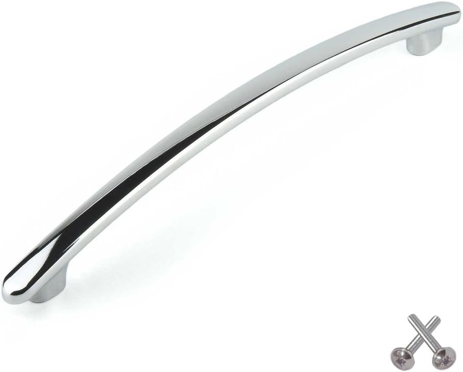 20 x Chrome Bow Kitchen Cabinet Door Handles, Cupboard Drawer Bedroom ...