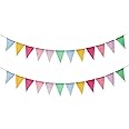 Amazon.com: Colorful Pennant Banner, 24pcs Pre-Strung Imitated Burlap ...
