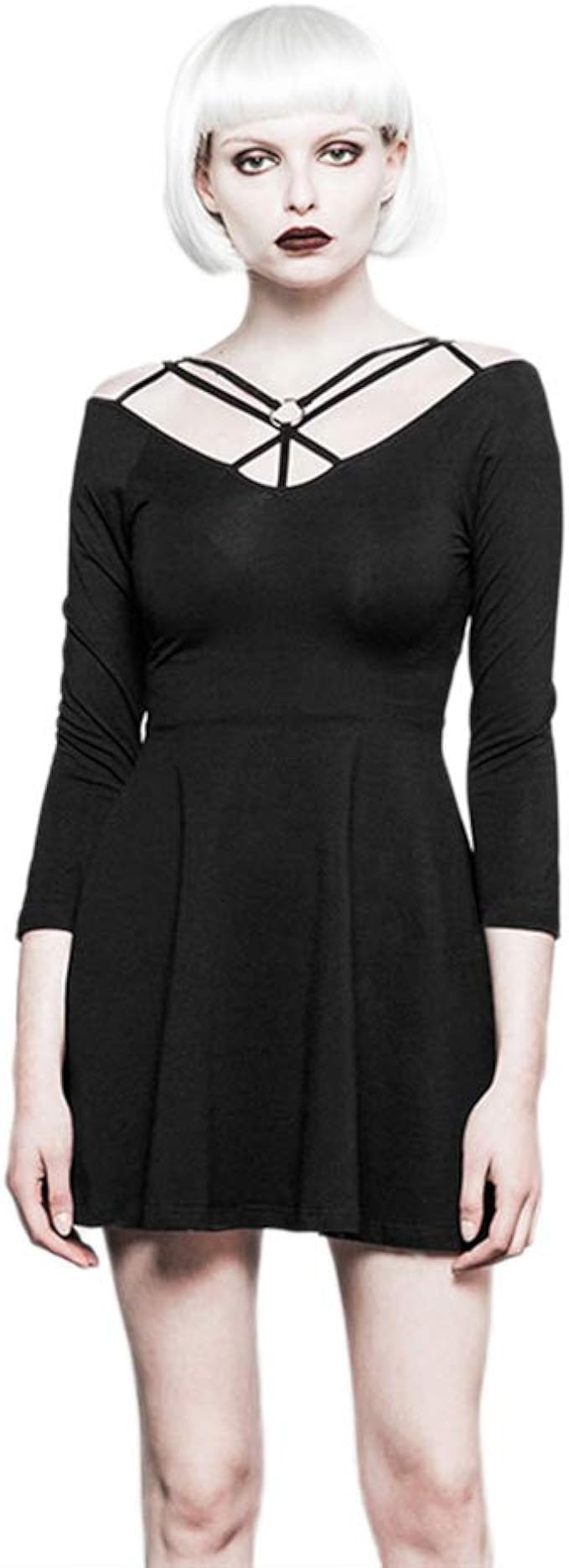 Punk Rave Fashion Women Black Mini Punk Dress Gothic Fashion Strapless ...