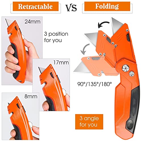 DIYSELF Knife 2 Pack Box Cutters, Folding Utility Knife, Zinc Alloy ...