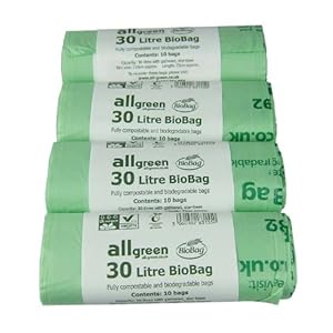 All-Green 30 Litre Biobag Compostable Kerbside Caddy Bin Liners, 40 ...