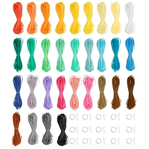 31 Colors Lanyard Gimp String Boondoggle Kit for 15 Keychains, Plastic ...
