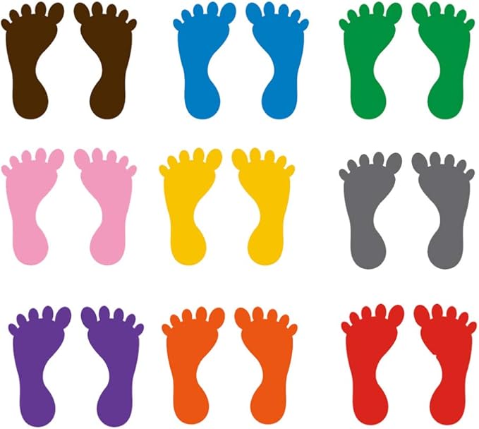NUOBESTY 18 Paare fußabdruck Boden Aufkleber Bunte Wand fußabdruck Aufkleber für ...