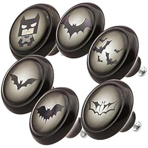 Furniture Door Knobs Mixed Set 0694 6 pcs Batman Black Modern Domed ...