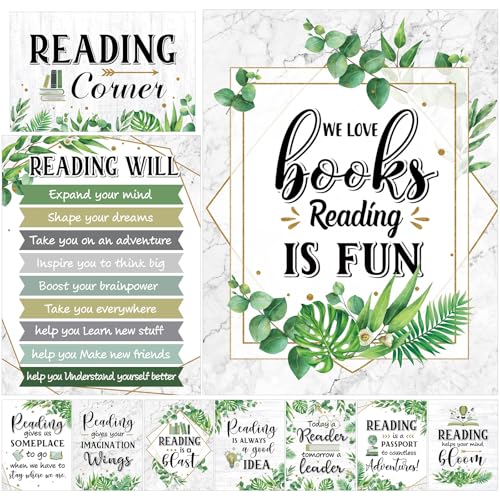 Sinload 10 Pcs Reading Bulletin Board Posters Eucalyptus Classroom ...