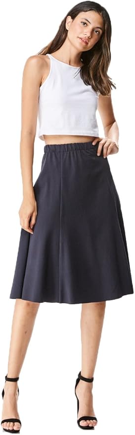 MoDDeals Femme Jupe évasée au Genou élastique Petit Marine lambrissé ...