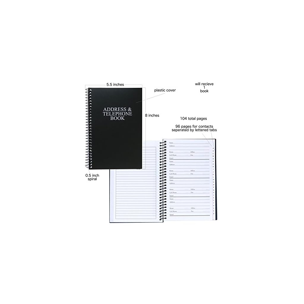 Iconikal Spiral-Bound Address and Telephone Book with Plastic Cover ...