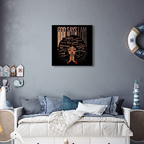 Black Art Paintings for Wall Afro Woman African American Portrait Wall Art Black Girl Magic ...