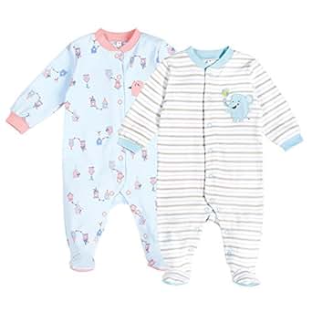 Pekkle Unisex Baby 2-Pack Footed Sleeper, Snap, Sleep & Play Onesie ...