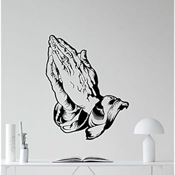 Amazon.com: Hands Praying Wall Decal Cross Prayer Pray Christian God ...