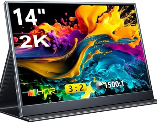 2K Portable Monitor, 14 3:2 1440P IPS Laptop Monitor, Dual USB C HDMI ...