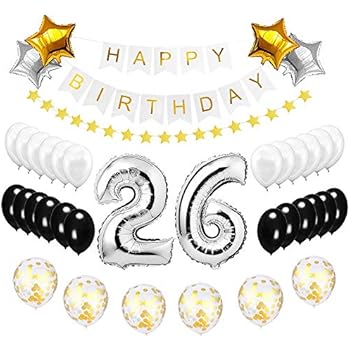 Amazon.com: Best Happy to 26th Birthday Balloons Set - High Quality ...