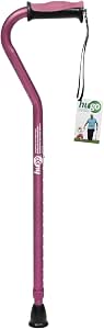 Hugo Adjustable Offset Handle Cane with Reflective Strap, Rose : Amazon ...