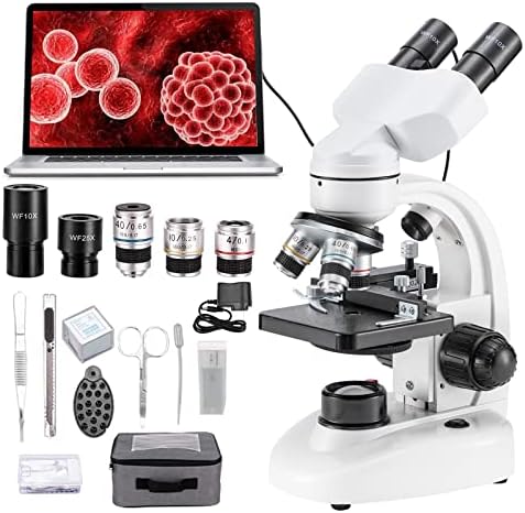 سعر Compound Binocular Microscope, WF10x and WF25x Eyepieces,40X-2000X Magnification, LED ...