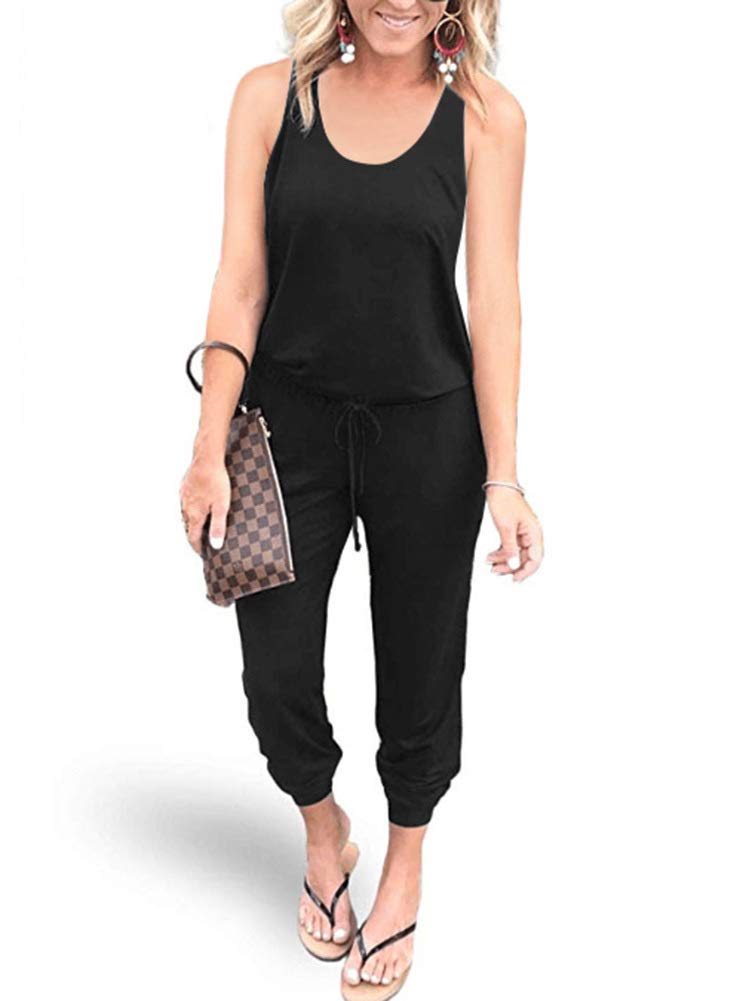 REORIA Women Summer Casual Sleeveless Tank Top Elastic Waist Loose ...