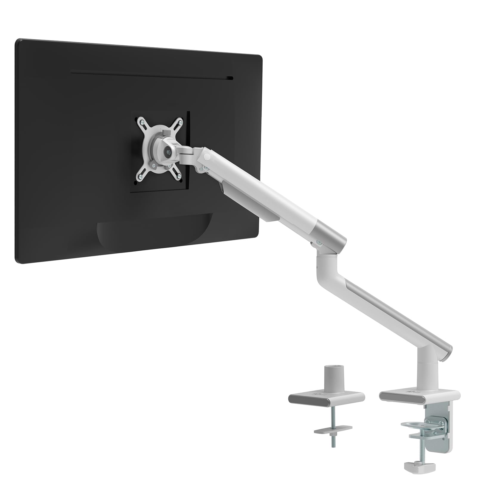 WALI Single White Monitor Mount Arm Stand, Fully Adjustable, Mechanical ...