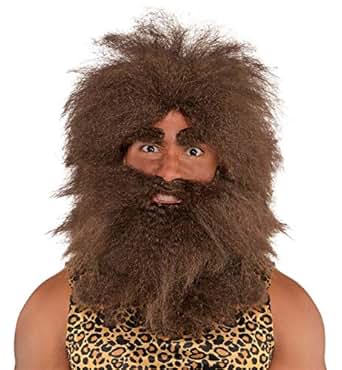 Amazon.com: amscan Caveman Kit, Includes Wig & Beard, Furry Eyebrows ...