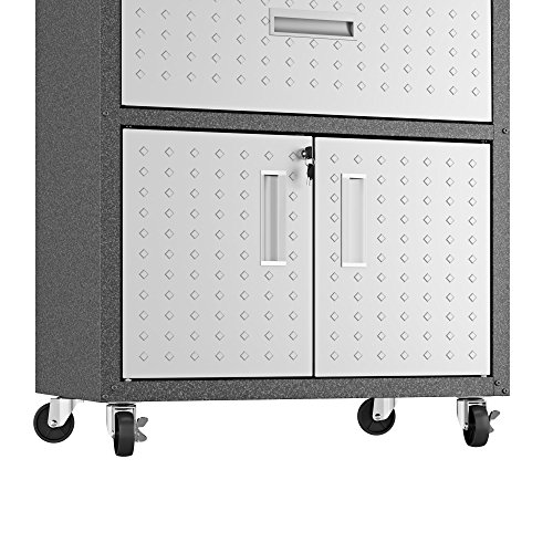 Manhattan Comfort Fortress Rolling Cabinet Garage Storage, Black/Gray ...