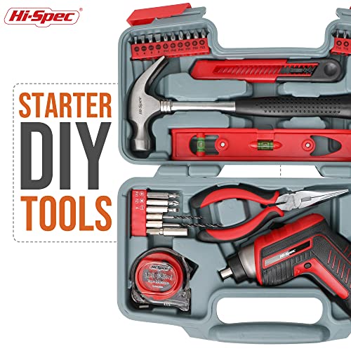 Hi-Spec 35pc Red tool kit with 3.6V USB Electric Screwdriver and drill ...