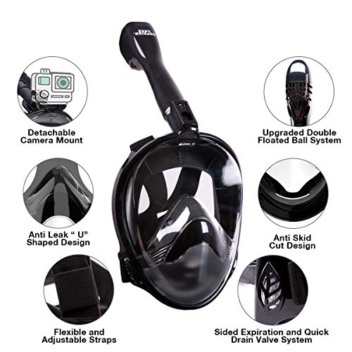FREE SOLDIER Schnorchelmaske Vollgesichts Tauchmaske mit Blendfreier ...