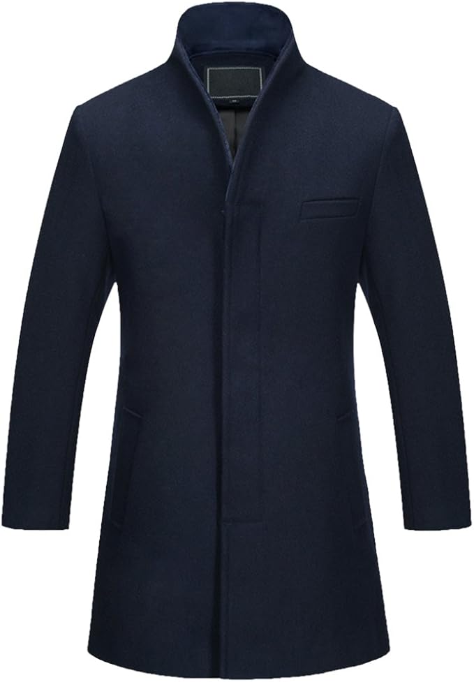iBaste Herren Wollmantel Elegant Warm Lang Slim Fit Wintermantel ...