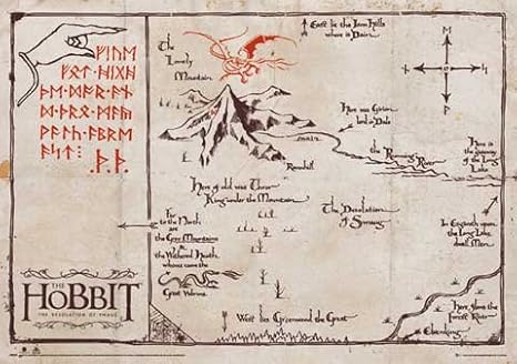 The Hobbit – Desolation of Smaug Map Parchment Mountain Map Poster ...