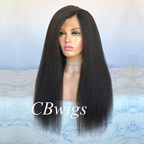 CBWIGS Natural Looking Brazilian Remy Kinky Striaght Lace Front Wig 4.5 inch Deep Parting ...