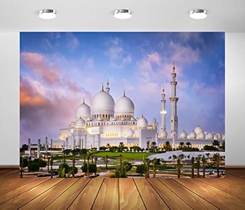 BELECO 5x3ft Fabric Sheikh Zayed Grand Mosque at Night Backdrop Abu ...
