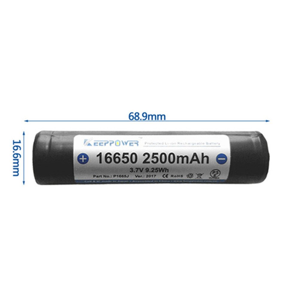 1 Pcs KeepPower 16650 2500mAh 9.25Wh 3.7V Protected Lithium ...