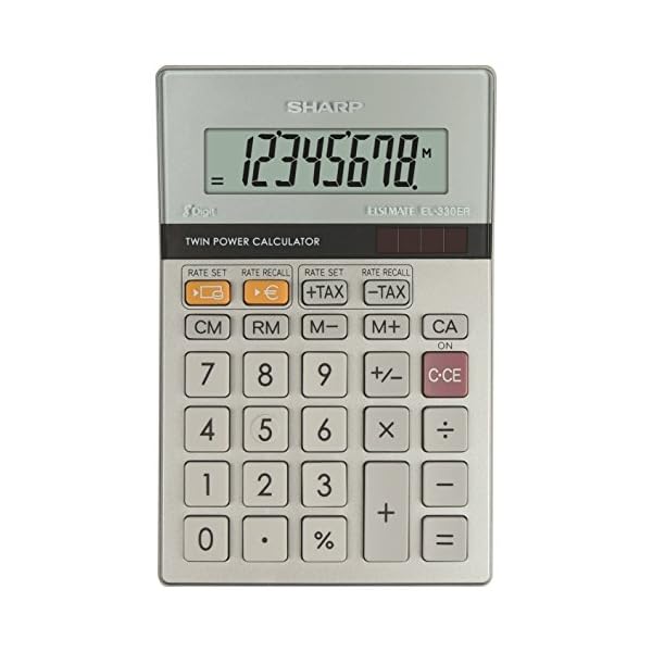 Sharp Silver 8-Digit Semi-Desktop Calculator EL-330ERB
