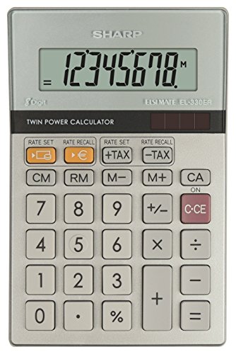 Sharp Silver 8-Digit Semi-Desktop Calculator EL-330ERB