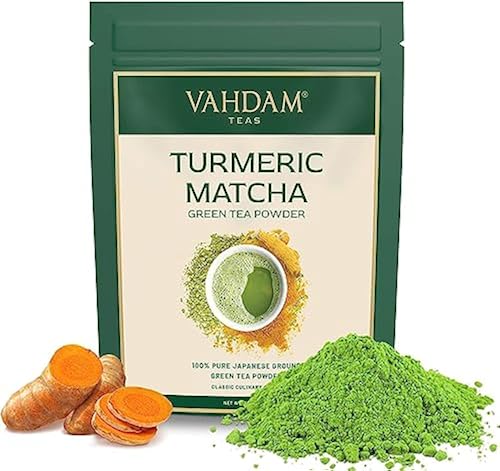 VAHDAM,Turmeric Matcha Green Tea Powder (25 Cups/1.76oz) With Curcumin ...