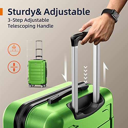 SHOWKOO Luggage Sets Expandable PC+ABS Durable Suitcase Sets Double ...