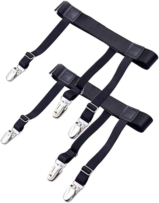 Men's Shirt stays Locking Clamps Elastic Suspenders Non-slip Locking ...