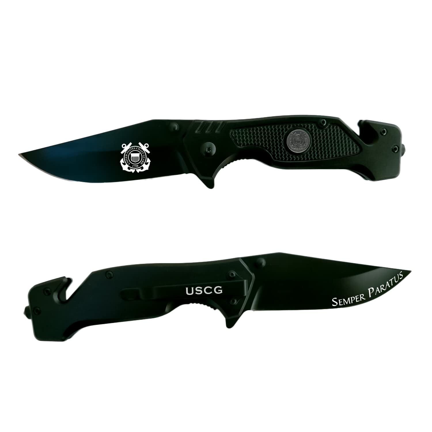 Military Gift Shop Coast Guard Black Stealth Folding Tactical Elite ...
