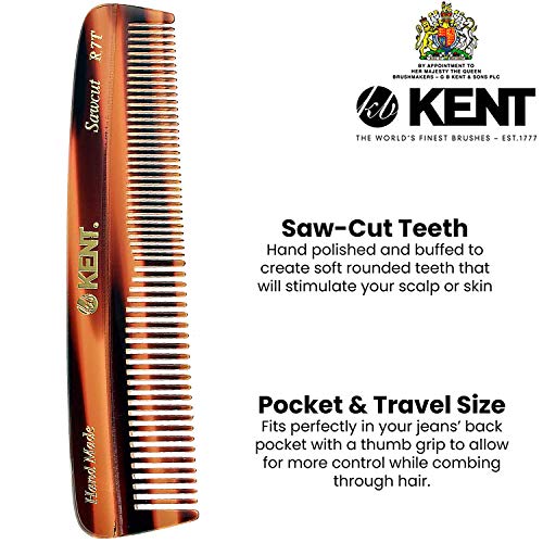 Kent R7T Small Fine / Wide Tooth Comb, Double Tooth Hair Pocket Comb ...