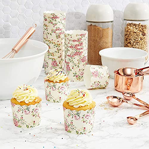 Floral Cupcake Wrappers (Vintage, 50 Pack) | Pricepulse