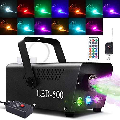 Fog Machine, Smoke Machine 13 Colorful LED Lights Effect, 500W and ...