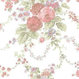 Cream Classic Cabbage Rose Wallpaper - - Amazon.com