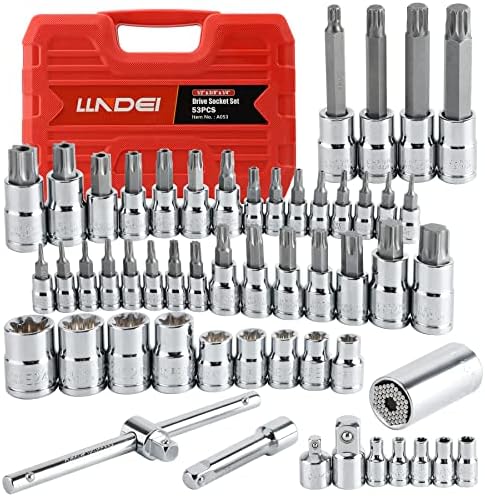 LLNDEI Master Torx Bit Socket Set 1/4 3/8 1/2-Inch and External Torx ...