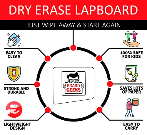 Board Geeks 3 Classroom Dry Erase Board for Kids 9"x12"- Small White ...