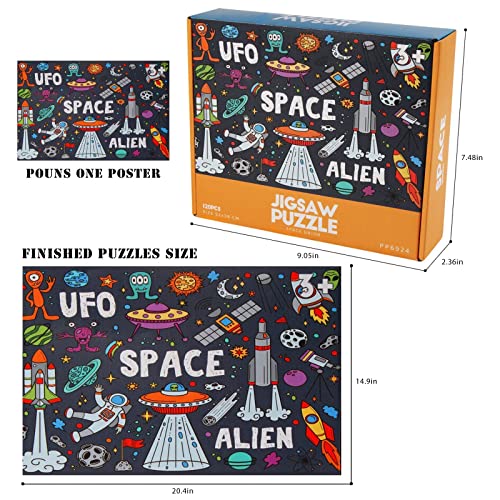 Space Alien Jigsaw Puzzle Game UFO Toys 120 Piece Puzzles for Kids ...