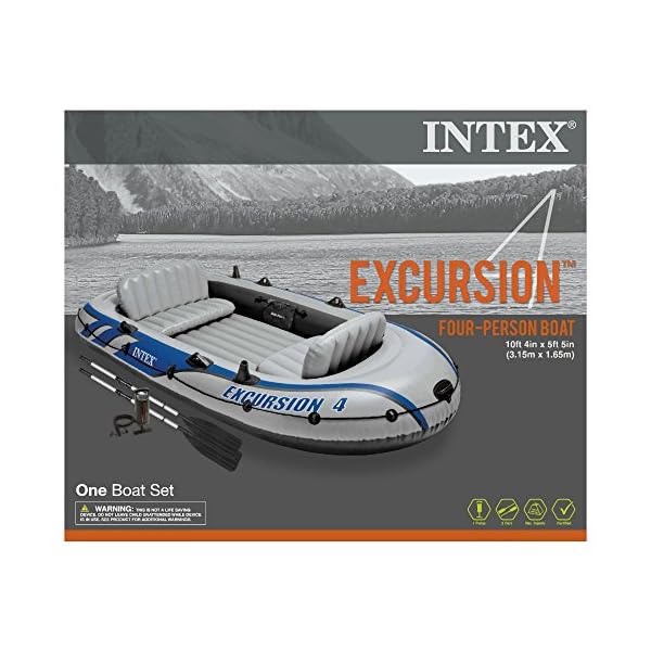 Intex Excursion 4, 4-Person Inflatable Boat Set with Aluminum Oars and ...