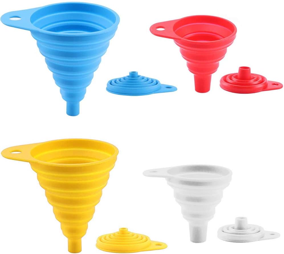 TuT 4 Stück faltbarer Trichter aus lebensmittelechtem Silikon, Teleskop ...