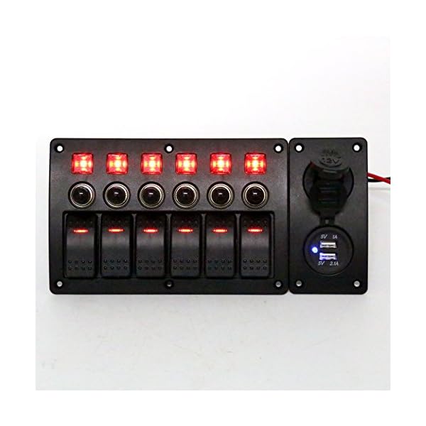 Amarine-made 6 Gang Red LED Indicators Rocker & Circuit Breaker ...