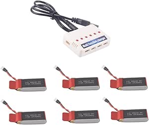 Amazon.com: YouCute Upgrade 6pcs 3.7V 1000mAh Battery and 1to6 Charger ...