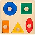 Amazon.com: Montessori Toys for Babies 6-12 Months Wooden Shape Puzzles ...